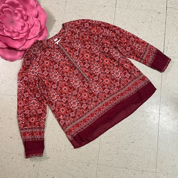 LOFT | Tops | Ann Taylor Loft Sz Mp The Softened Shirt Scarlet Bouquet ...